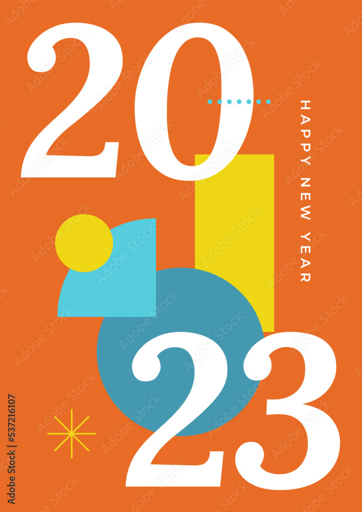 Colourful simple 2023 concept, Happy New Year poster card. Templates ...