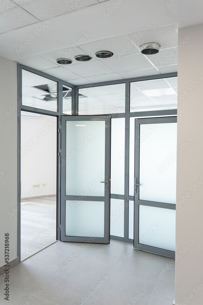 Empty office room with glass walls and doors. modern design for office ...