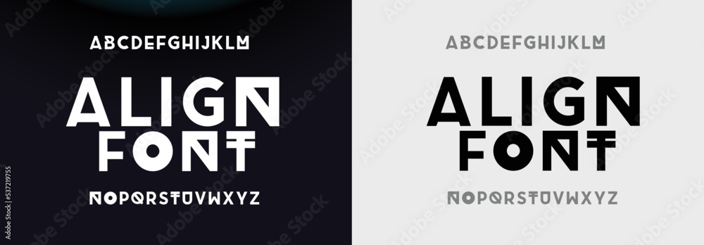 ALIGN FONT Sports minimal tech font letter set. Luxury vector typeface ...