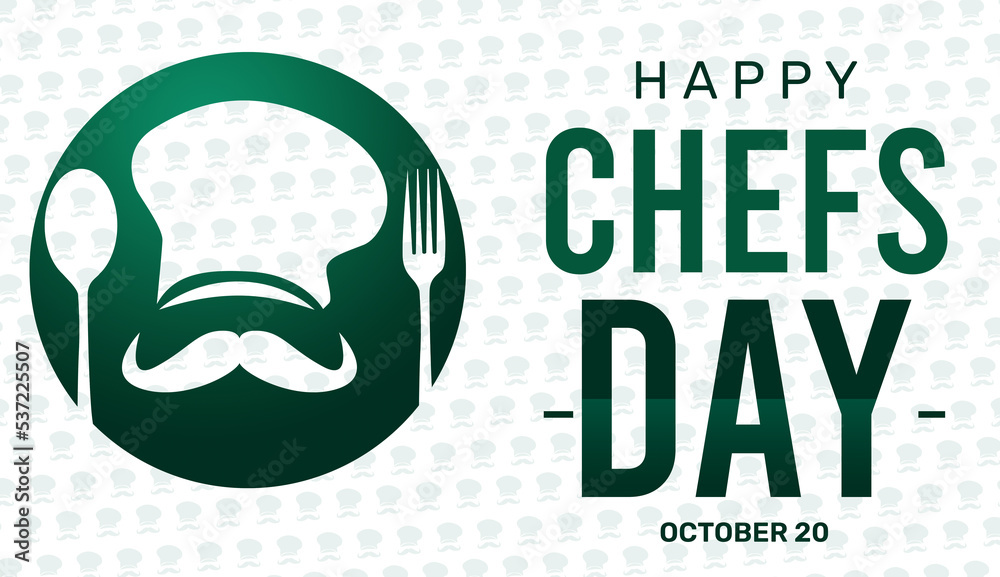 Happy Chefs day wallpaper in green color with cap and moustache ...