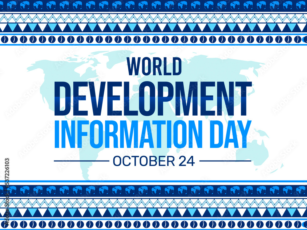 International Development Information Day background with globe signs ...