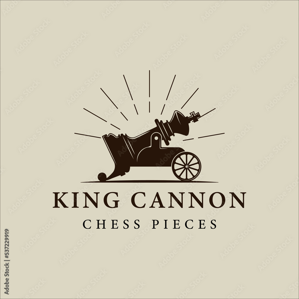 Vetor de chess king cannon creative logo vector vintage illustration ...