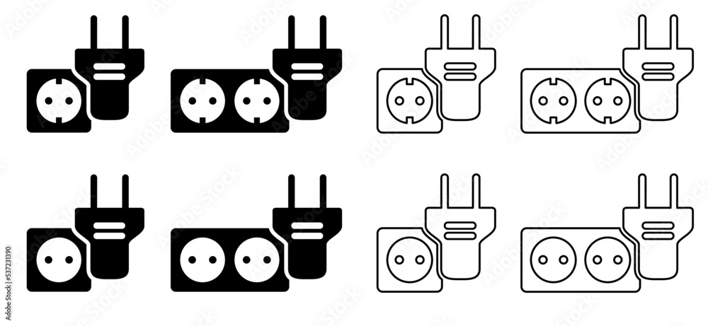 Cartoon electric plug. socket, electricity, power logo or symbol. Power ...