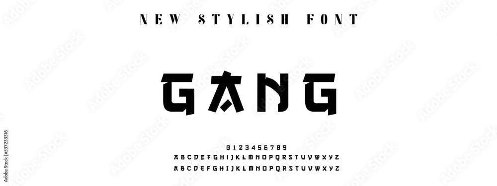 GANG Sports minimal tech font letter set. Luxury vector typeface for ...