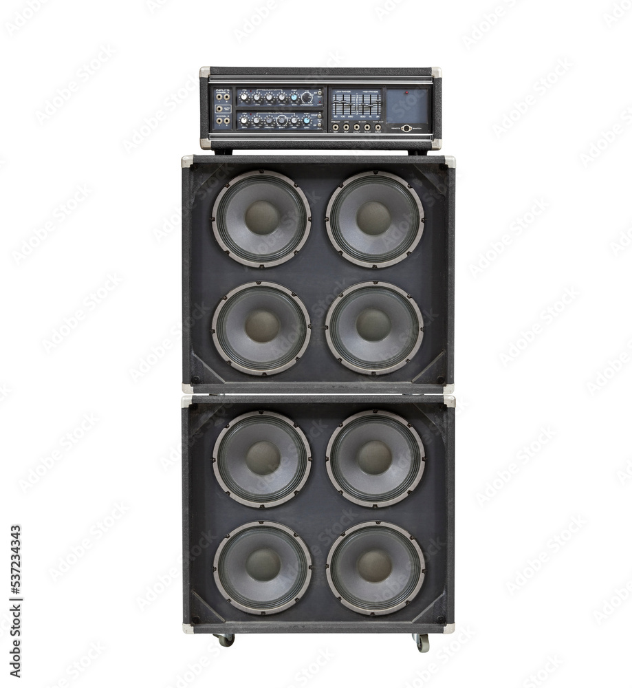Vintage bass amplifier with speaker stack isolated. Stock Photo | Adobe ...