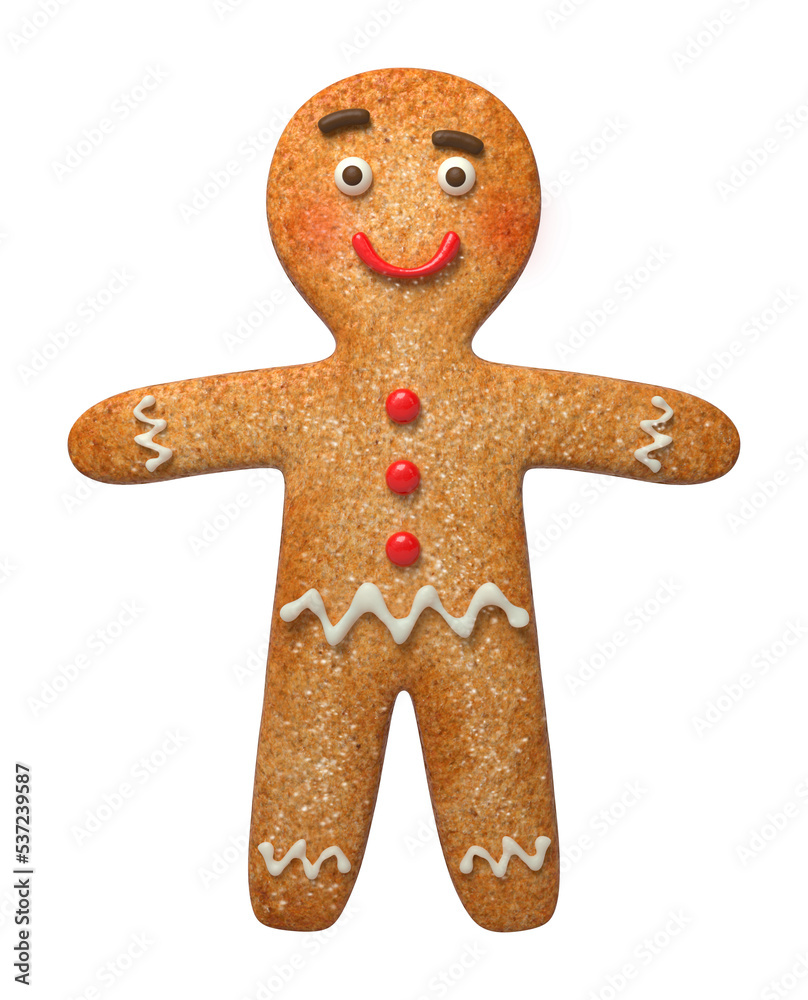 Cartoon gingerbread character smiling, 3d illustration Stock ...