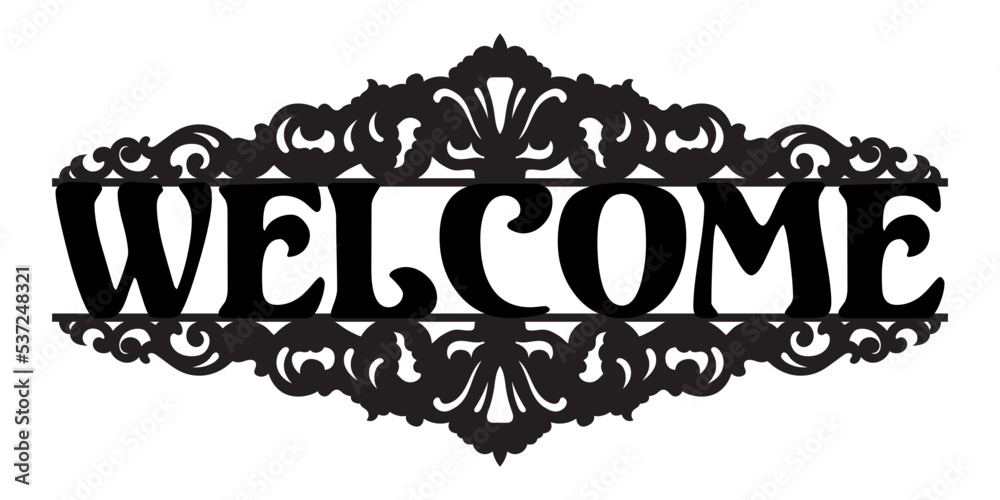 Welcome frame stencil template, silhouette clipart Stock Vector | Adobe ...