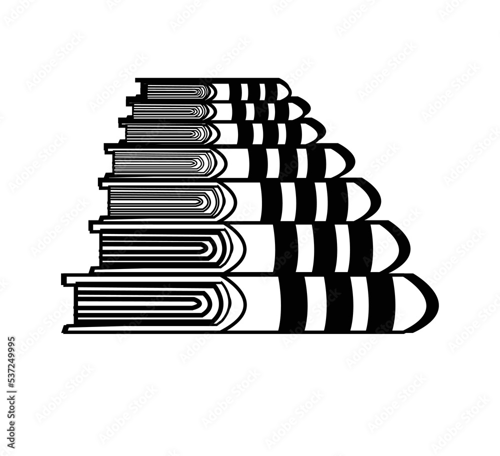 Stack of books black and white design. graphic source stock original ...