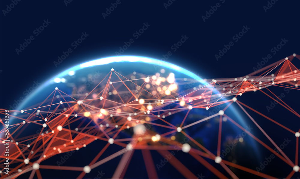 Cyber network of planetary communication. Orbital digital cloud of the ...