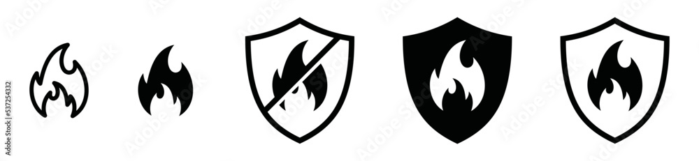 Fire shield icon vector collection. Fire protection symbol illustration ...