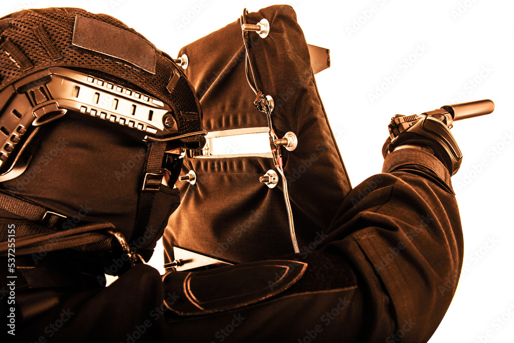 Police special forces fighter, assault team member, tactical group ...