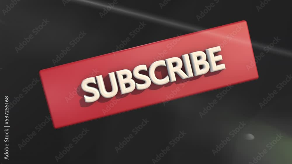 YouTube Subscribe Button 3D Animation with Lens flare Light, Black ...