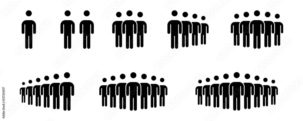 Conjunto de iconos de grupo de personas. Equipo de trabajo, multitud ...