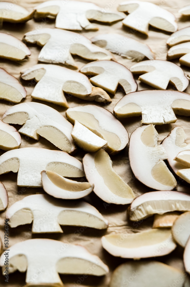 Boletus edulis, penny bun, cep, porcino or porcini mushroom, top view ...