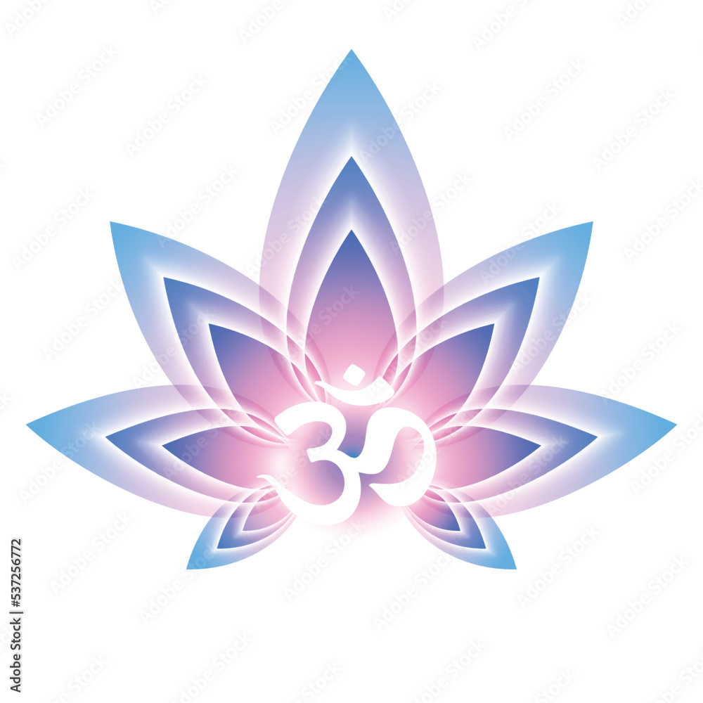 Poster Lotus sacral flower with OM mantra vector illustration – Wall ...