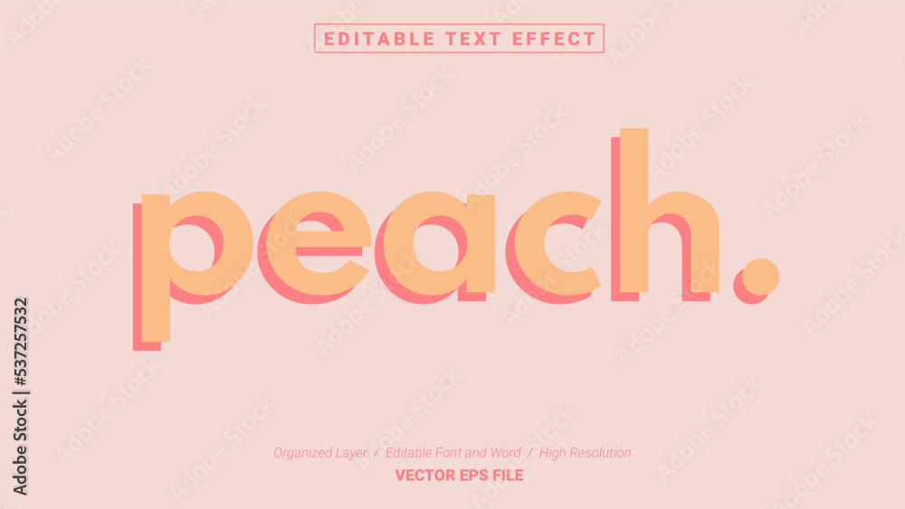 Editable Peach Font Design. Alphabet Typography Template Text Effect. Lettering Vector ...