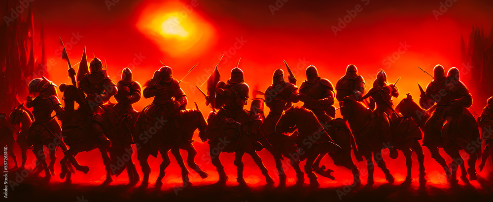 Artistic concept painting of a medieval army on the battlefield ...