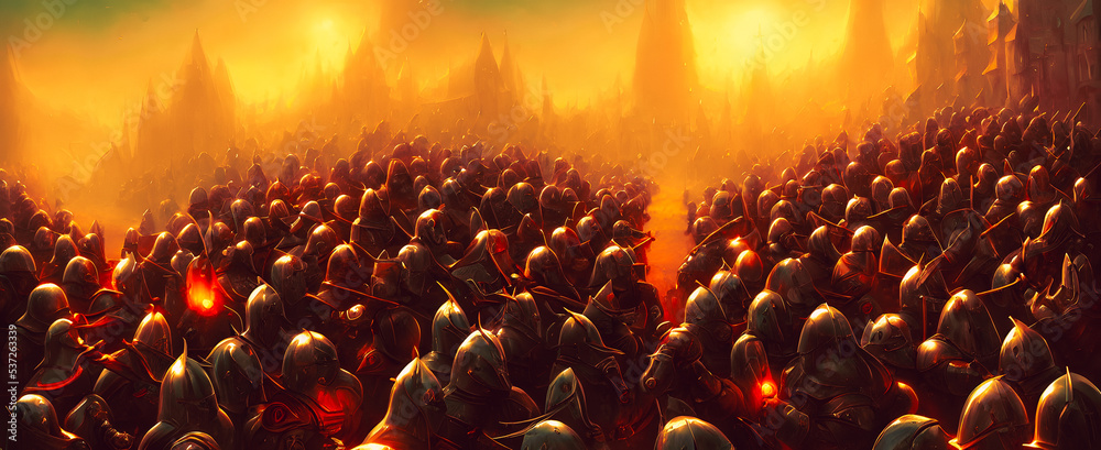 Artistic concept painting of a medieval army on the battlefield ...