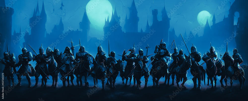 Artistic concept painting of a medieval army on the battlefield ...