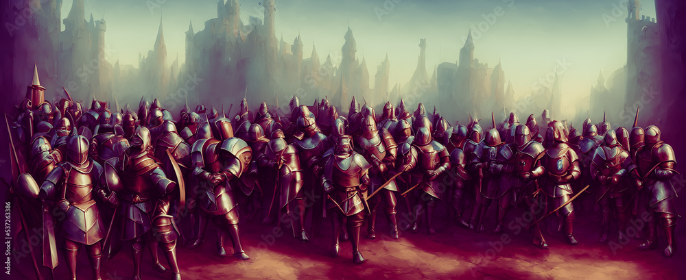 Artistic concept painting of a medieval army on the battlefield ...
