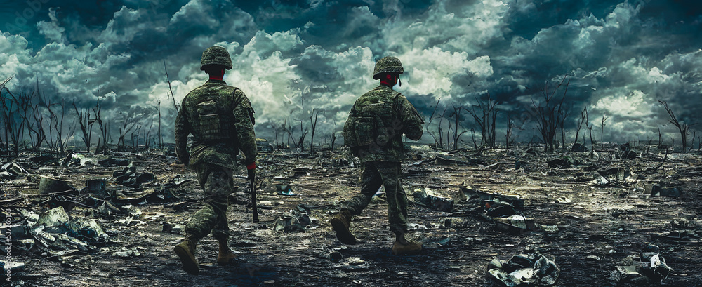 Artistic concept painting of a soldiers on battlefield, background ...