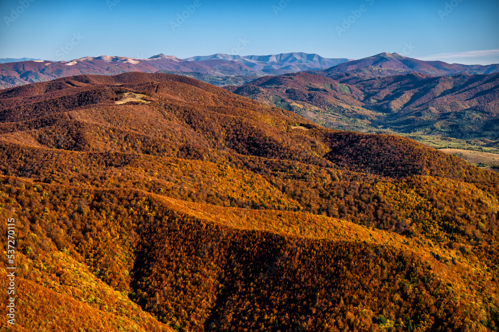 Ukrainian part of the Bieszczady Mountains seen from the Mount Wielka ...