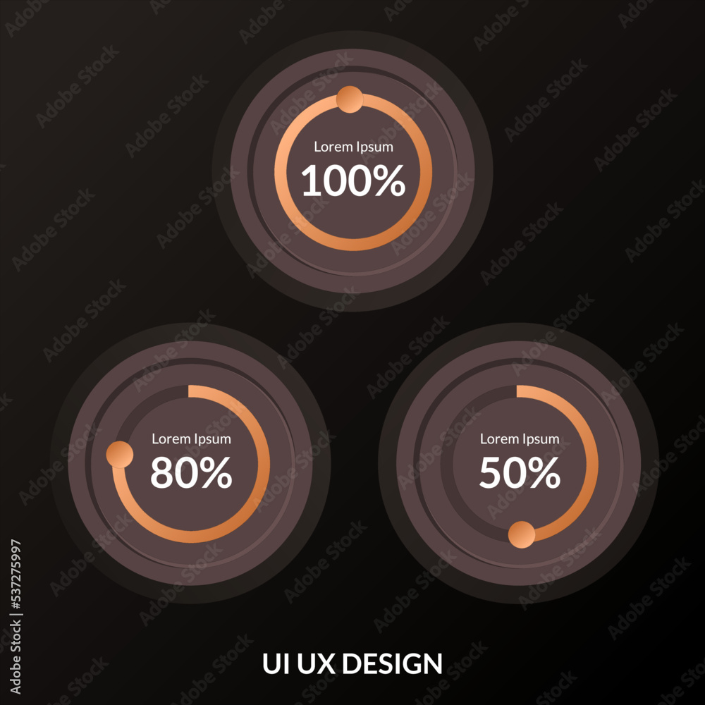 Progress bar on dark brown background. ui ux vector element infographic ...