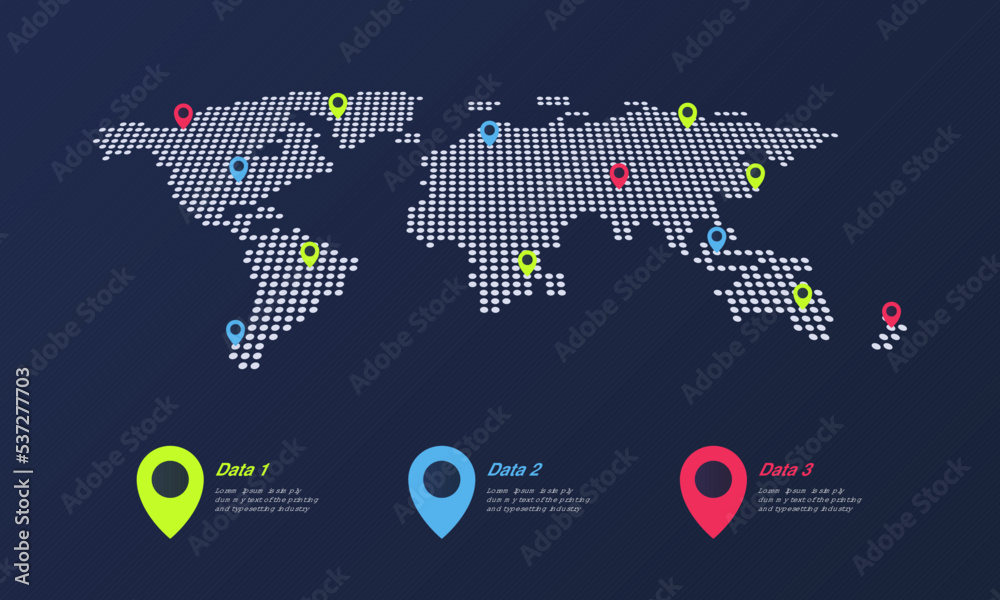 Grafika wektorowa Stock: modern dot world map global infographic vector ... Grafika wektorowa Stock: modern dot world map global infographic vector ...