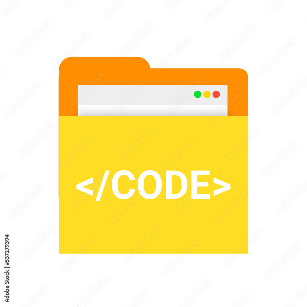 Code Editor and folder options concept. Open folder and code editor ...