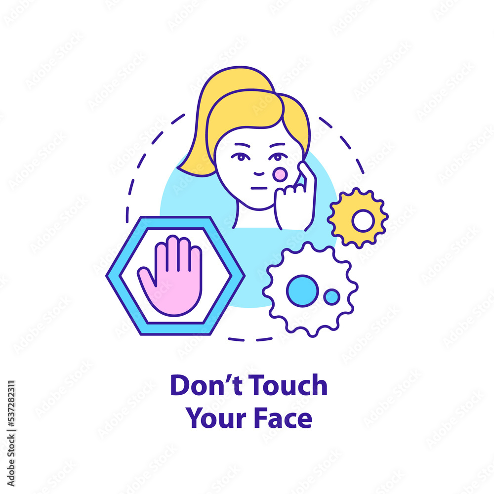 Dont touch your face concept icon. Avoid bacteria spreading. Skincare ...