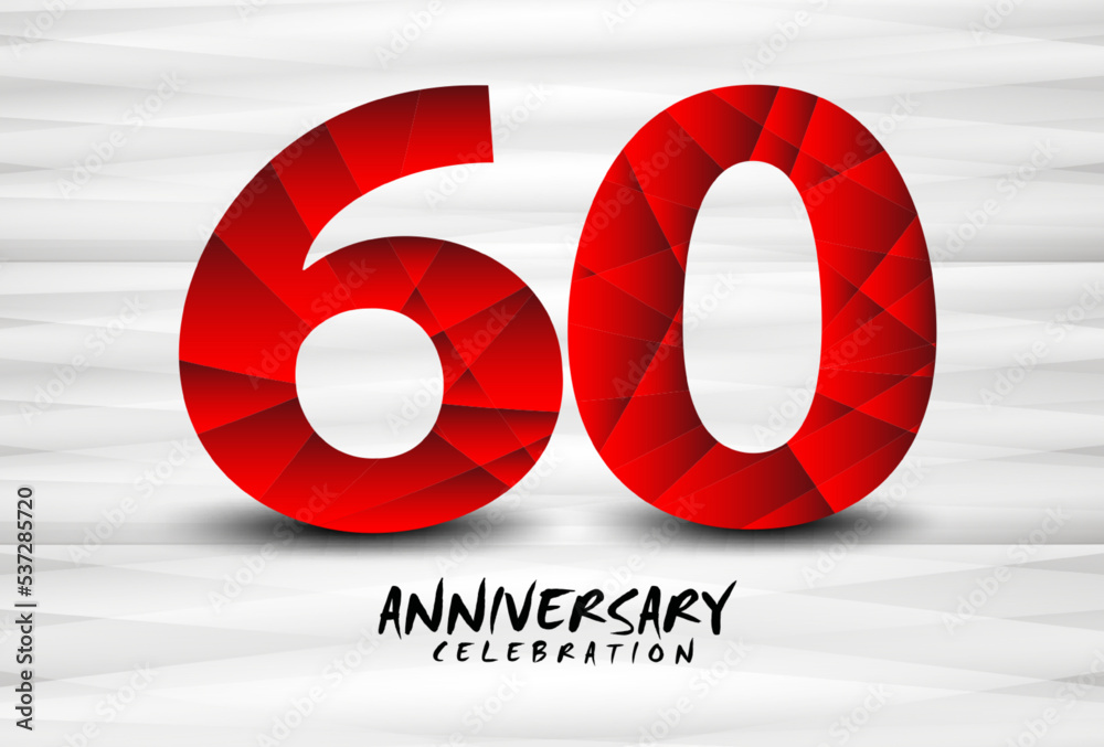 60 Year Anniversary Celebration Logo red polygon vector, 60 Number ...