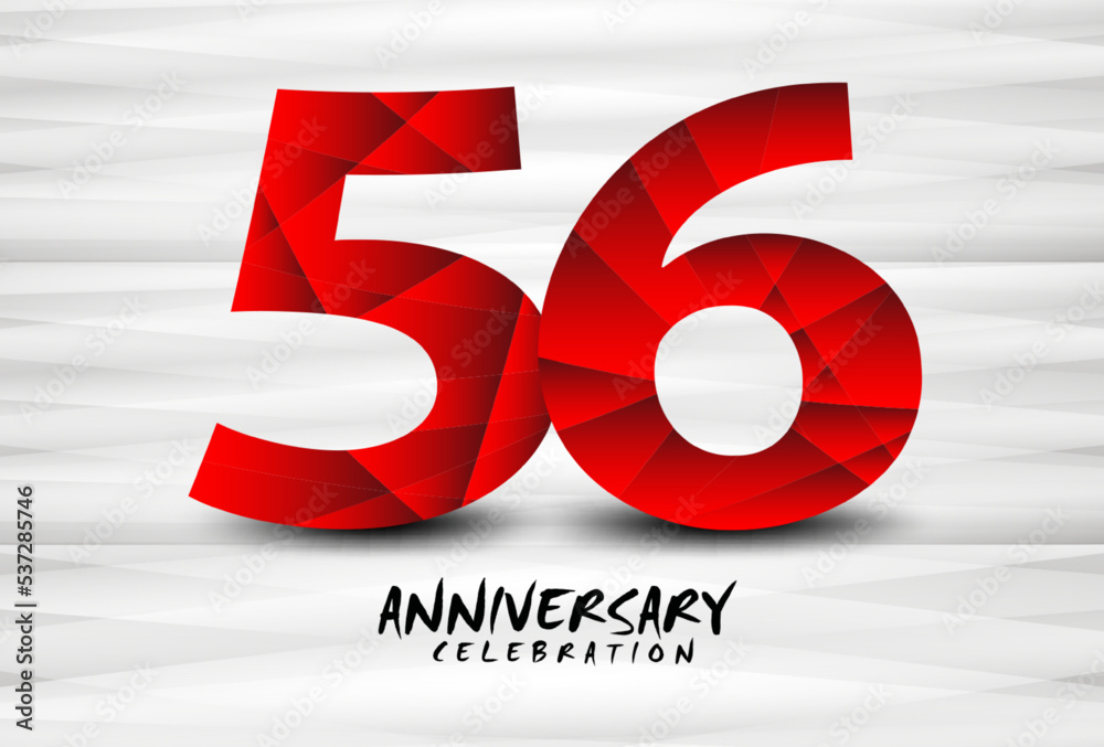 56 Year Anniversary Celebration Logo red polygon vector, 56 Number ...
