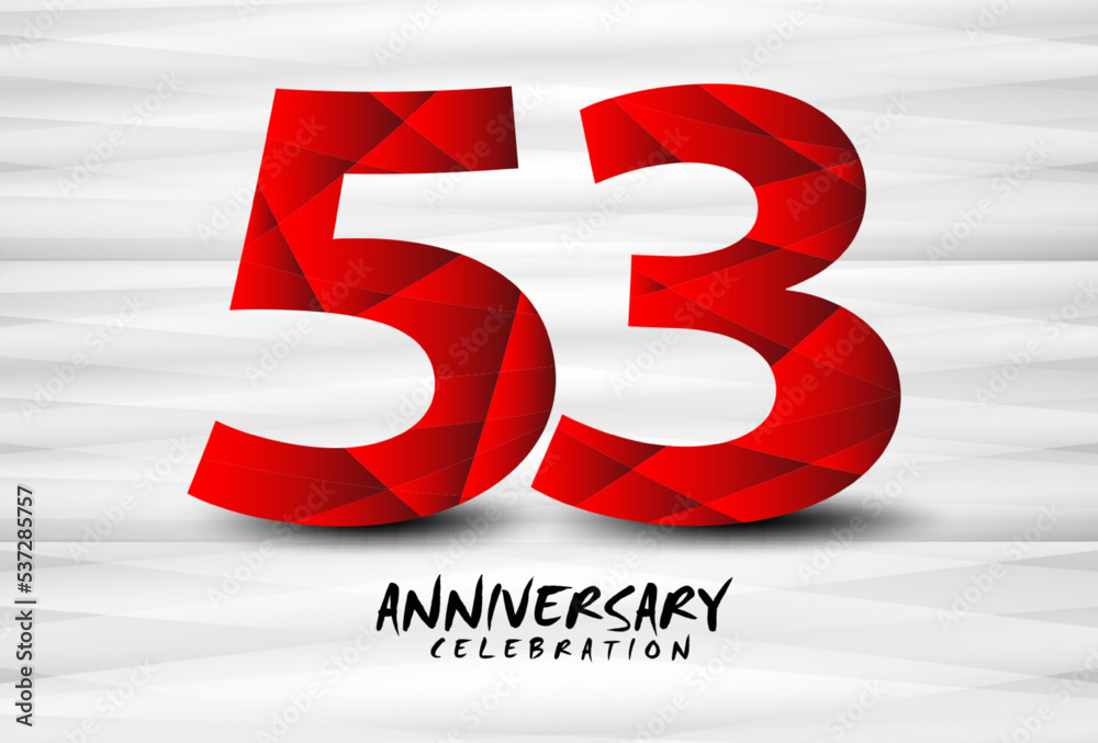 Vetor de 53 Year Anniversary Celebration Logo red polygon vector, 53 ...