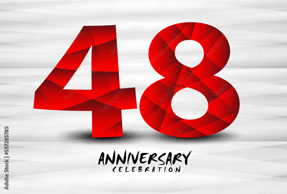 48 Year Anniversary Celebration Logo red polygon vector, 48 Number ...