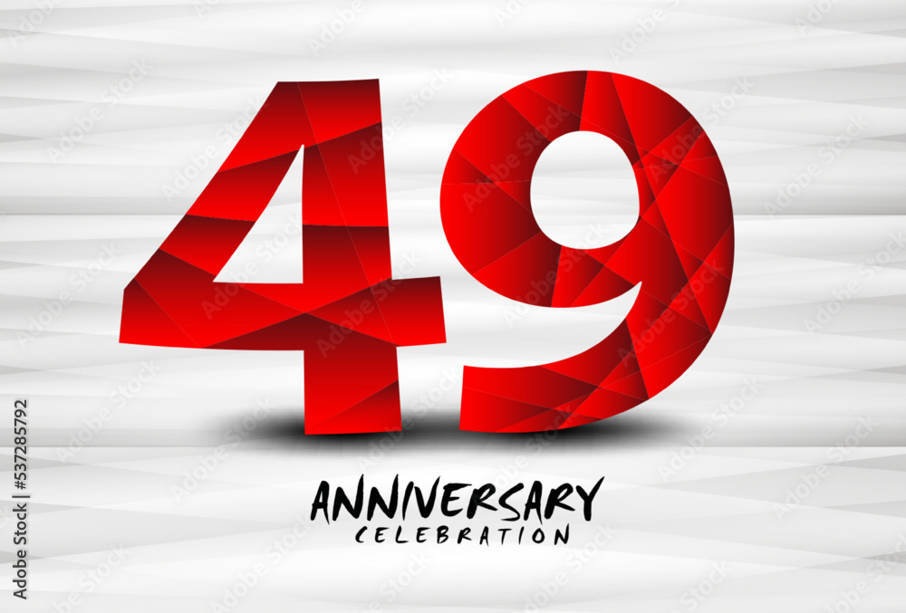 49 Year Anniversary Celebration Logo red polygon vector, 49 Number ...
