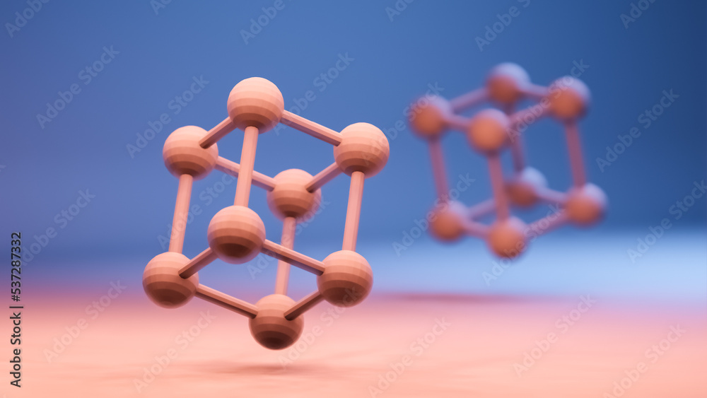3D molecules model structure, render illustration, conceptual ...