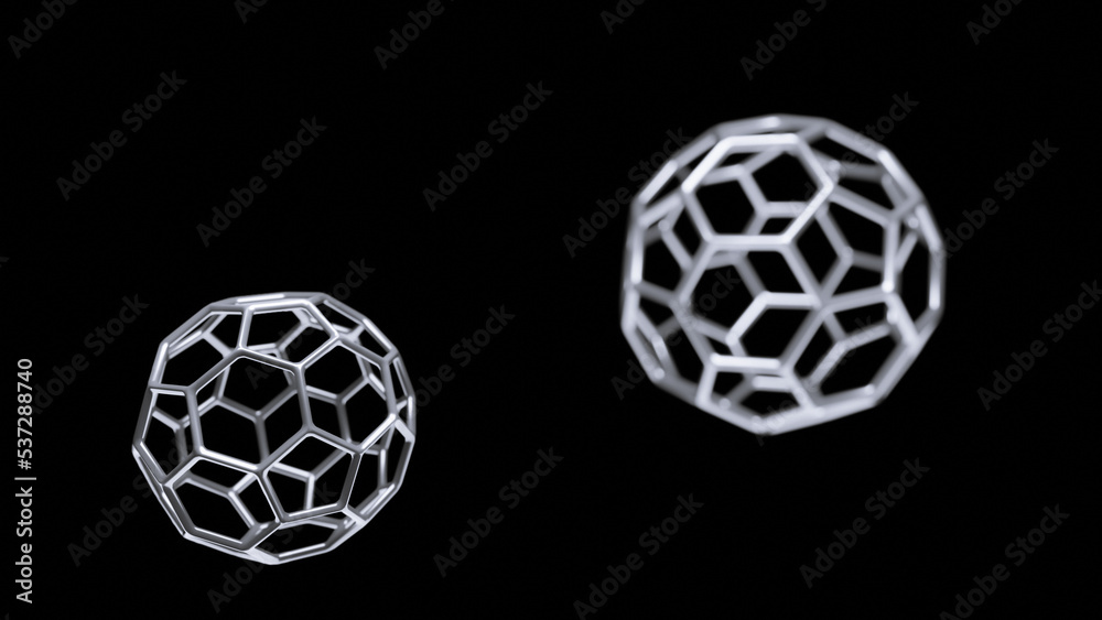 Buckminsterfullerene C60 Molecule model, allotrope of fullerene carbon ...