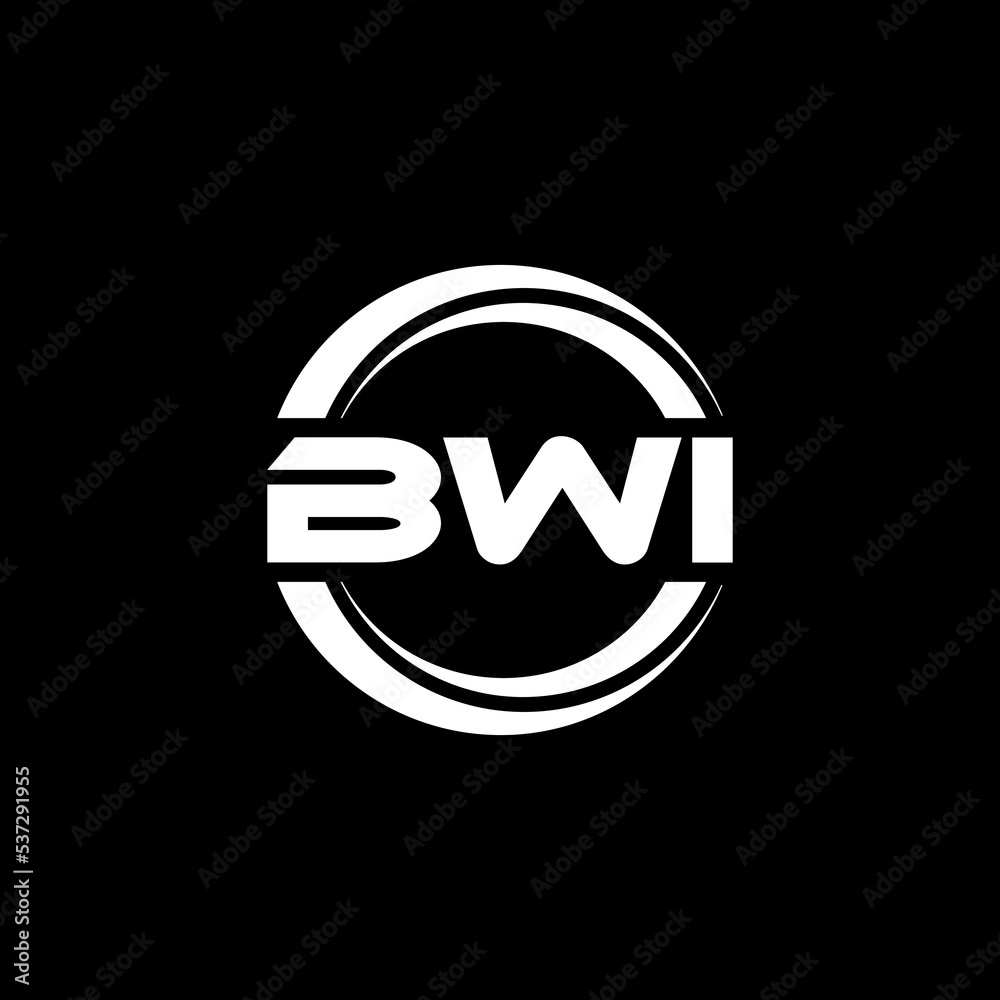 BWI letter logo design with black background in illustrator, vector ...