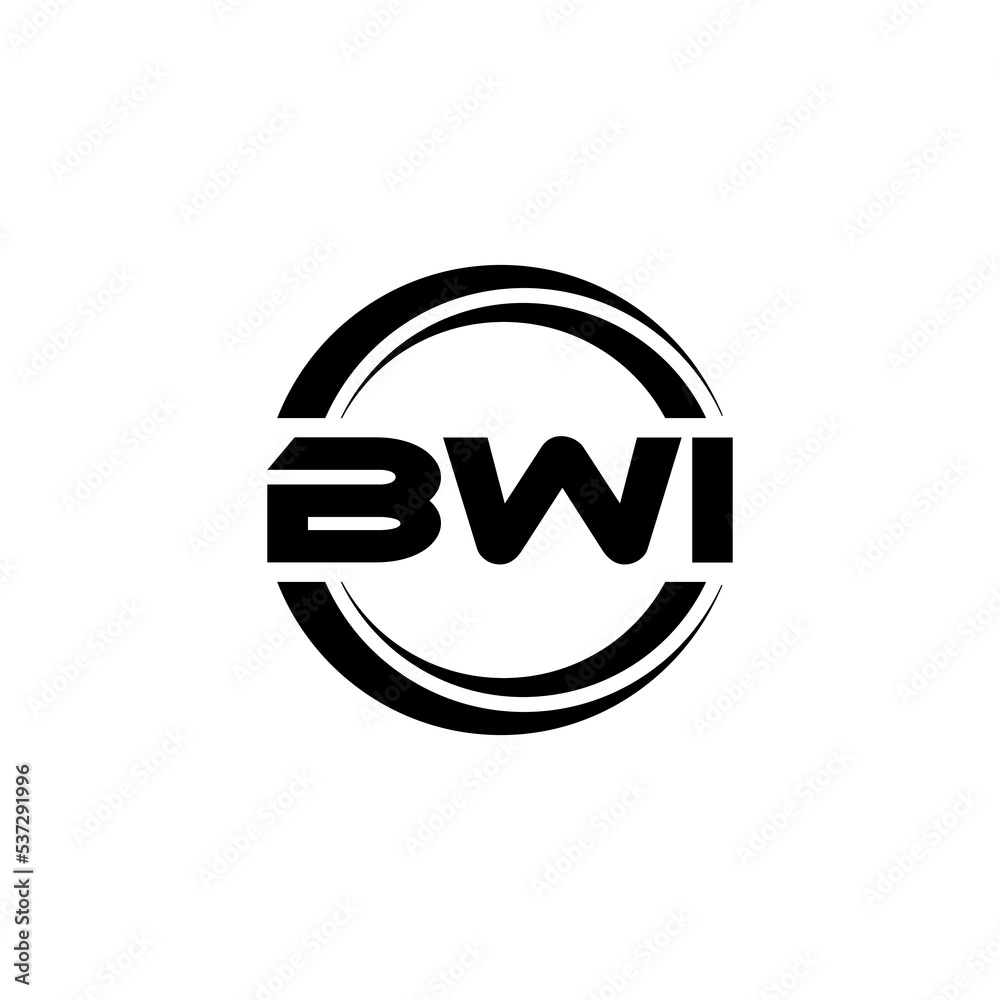 BWI letter logo design with white background in illustrator, vector ...