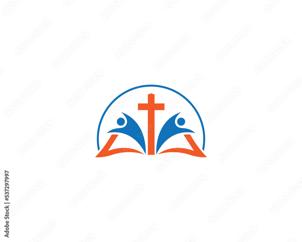 Christian Church Logo Book Educational Design Symbol With Bible ...