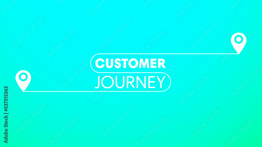Colorful slide with illustration saying 'customer journey' on turquoise ...