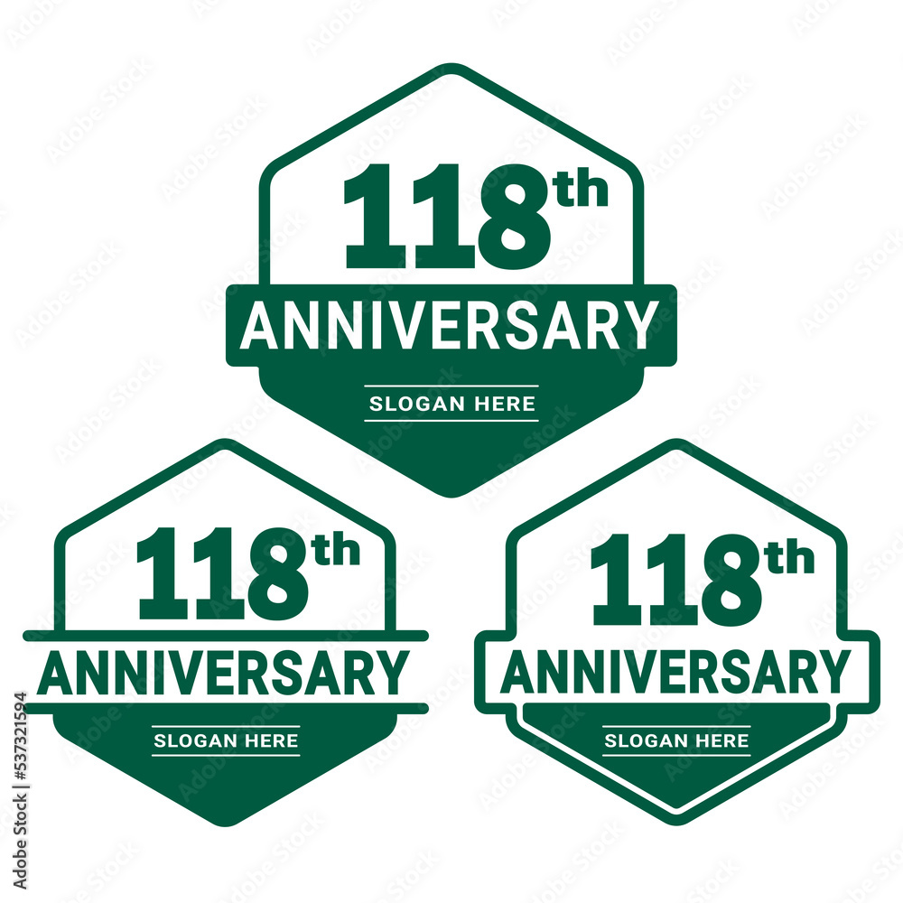 Set of 118 years Anniversary logotype design. 118th birthday ...