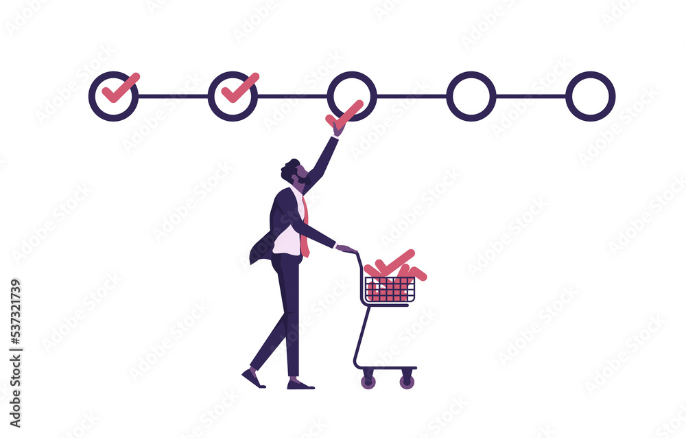 Businessman holding check mark symbol to check completed tasks in ...