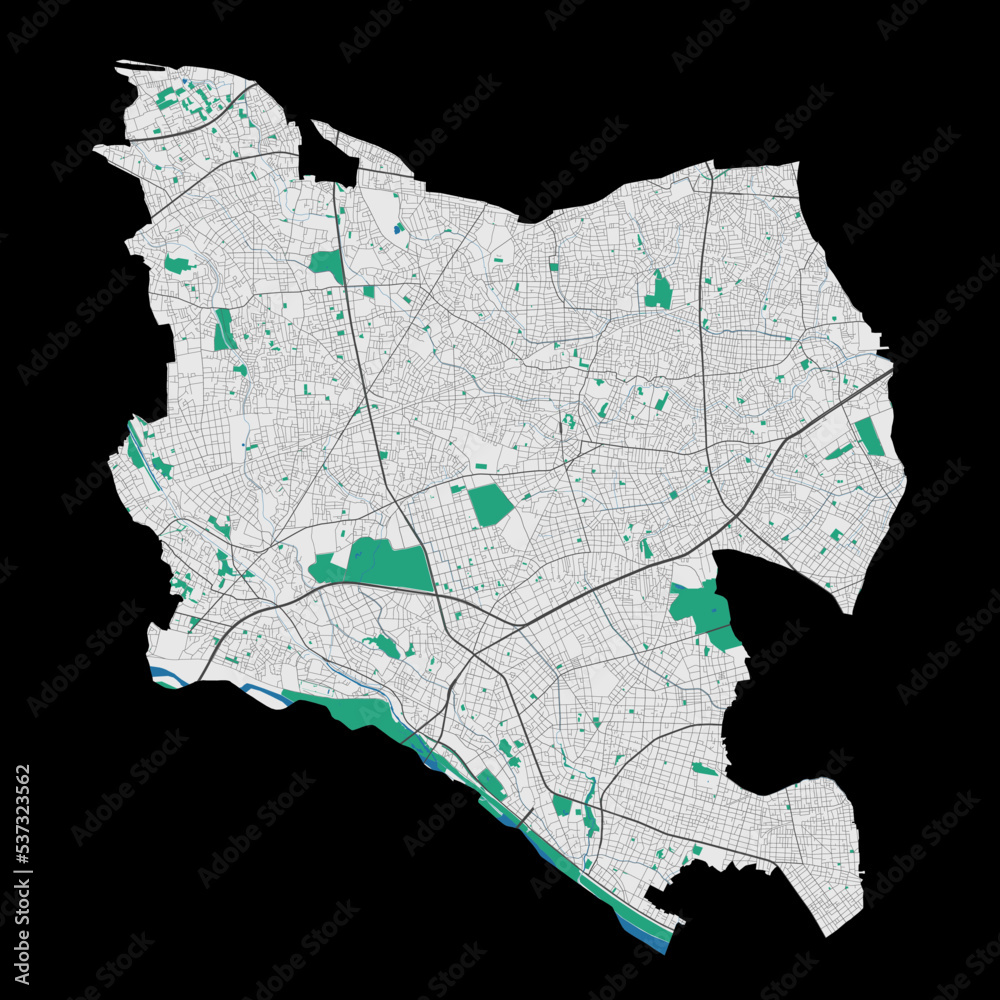 Setagaya map. Detailed map of Setagaya city administrative area ...