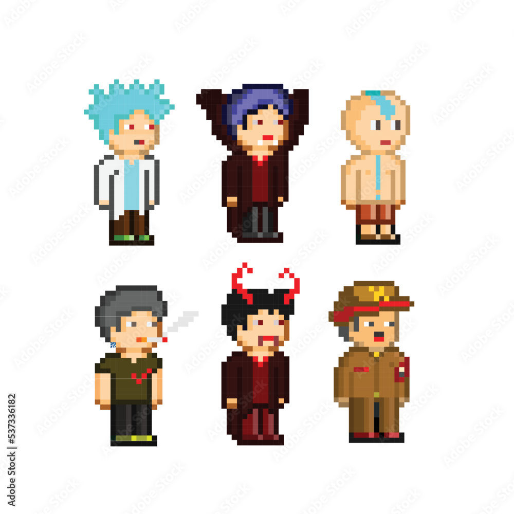 character pixel art vector illustration, cute, Stock Vector | Adobe Stock