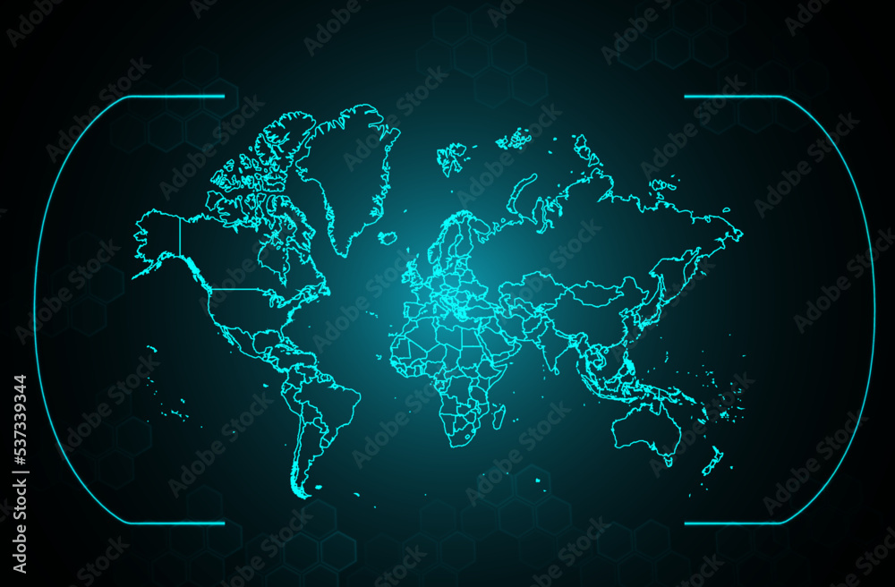 High Detail World map.All elements are separated in editable layers ...