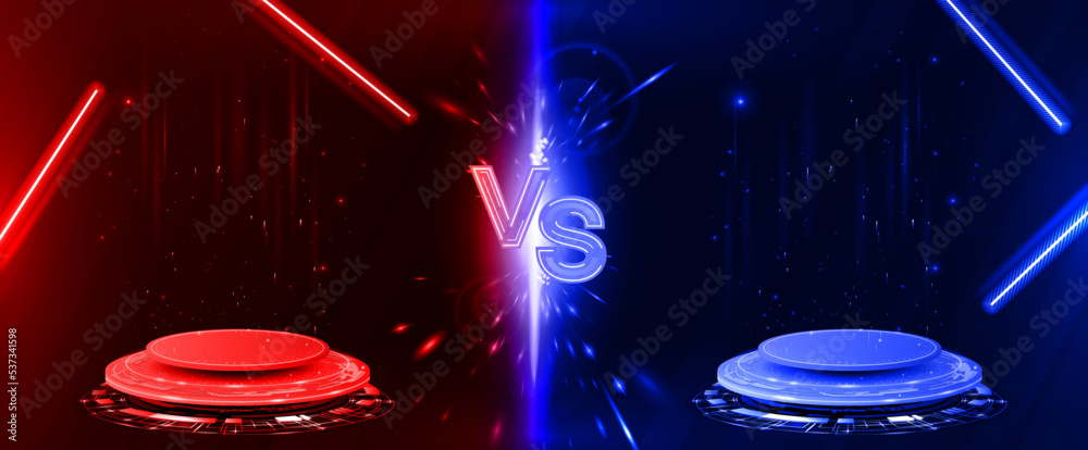 Hi-tech versus banner with futuristic stages - holograms. VS template ...