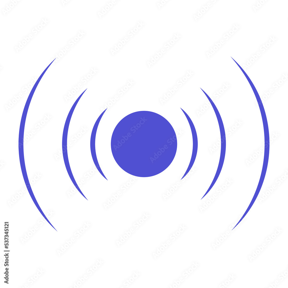 Echo sonar waves. Blue radar symbol on sea and ultrasonic signal ...