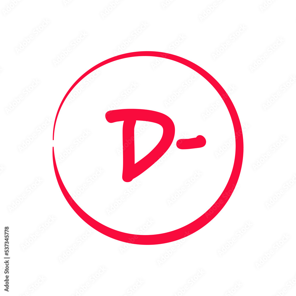 Grading system D . Grades for school with minus sign. Exam result ...