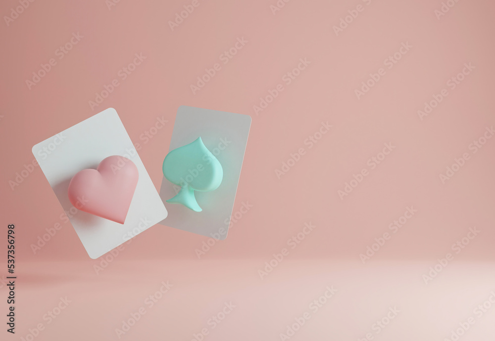 Two aces on a pastel pink background.Conceptual playing cards in trendy ...